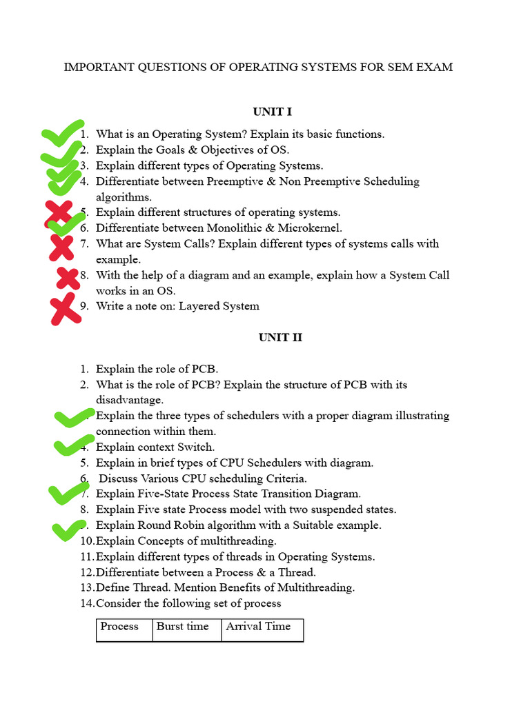 Os Important Questions | PDF | Thread (Computing) | Scheduling (Computing)