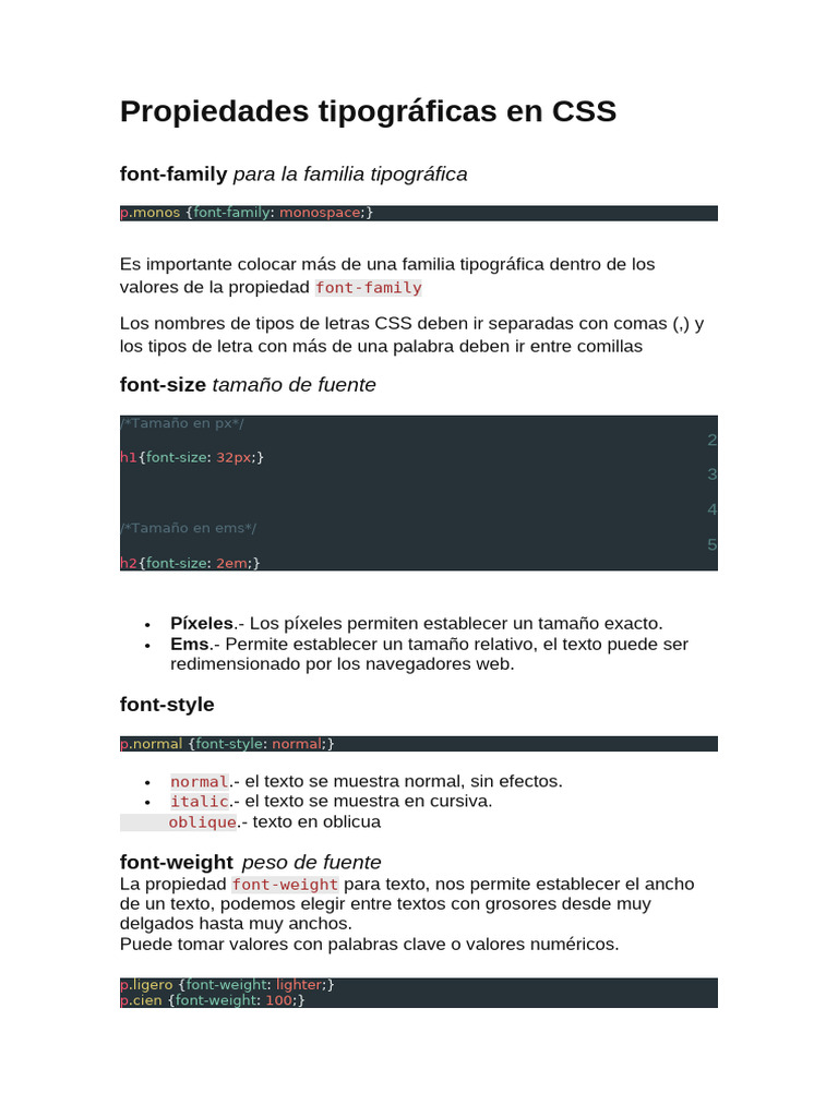 Propiedades CSS para Tipografía | PDF | Color