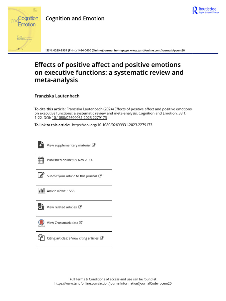 Positive Emotions and Executive Functions | PDF | Emotions | Executive ...