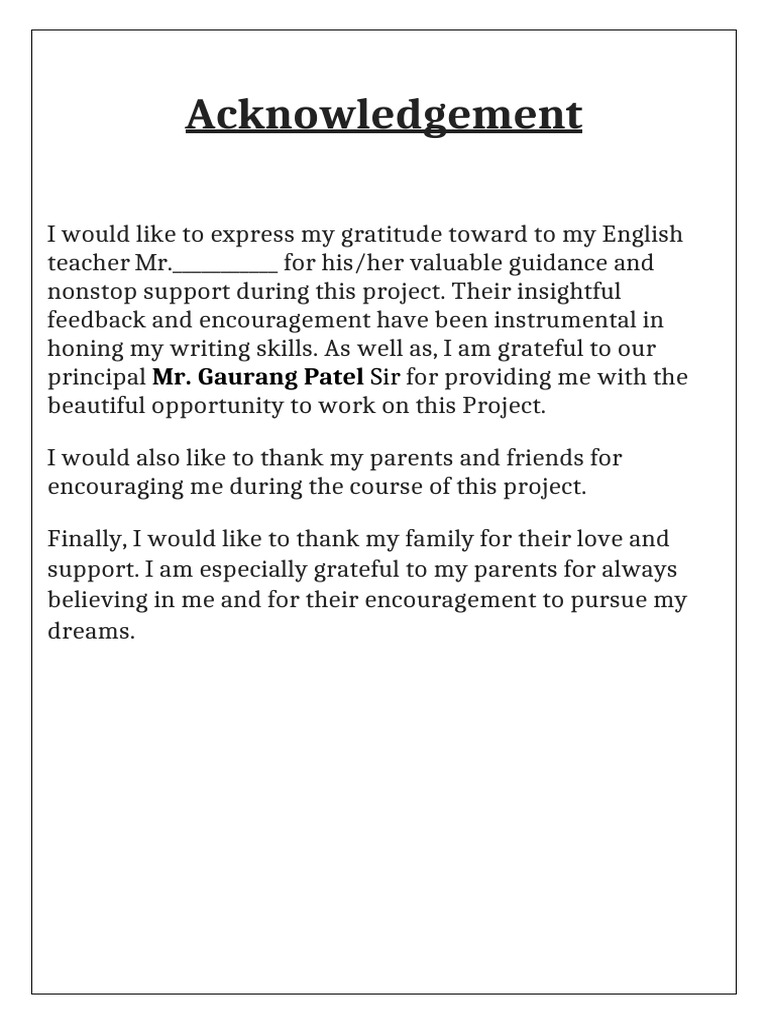Acknowledgement For English | PDF