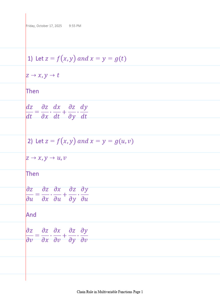 Chain Rule in Multivariable Calculus | PDF