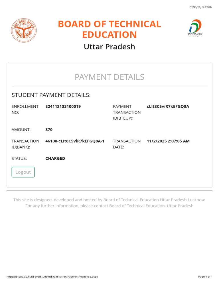 Https:Bteup Ac in:ESeva:Student:Examination:PaymentResponse Aspx | PDF