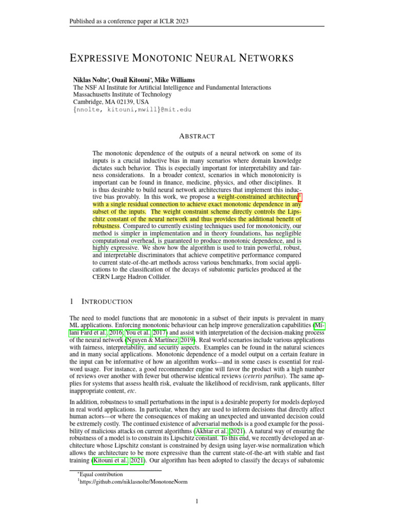 2023expressive Monotonic Neural Networks | PDF | Monotonic Function | Function (Mathematics)