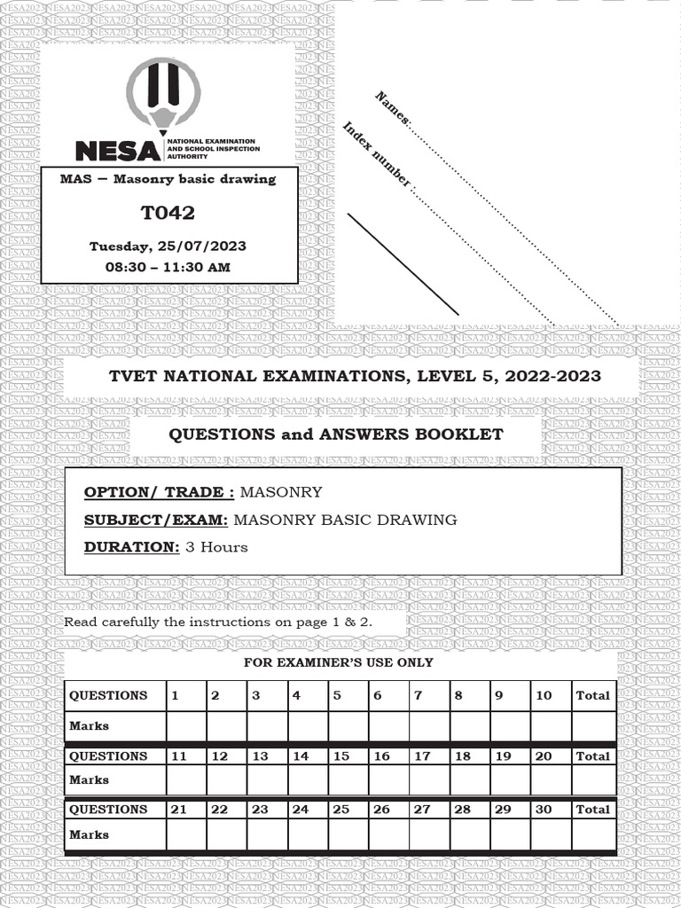 T042 Masonry Basic Drawing PM | PDF