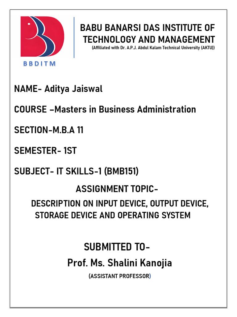 Mba 1st Semester IT Assignment | PDF | Hard Disk Drive | Operating System