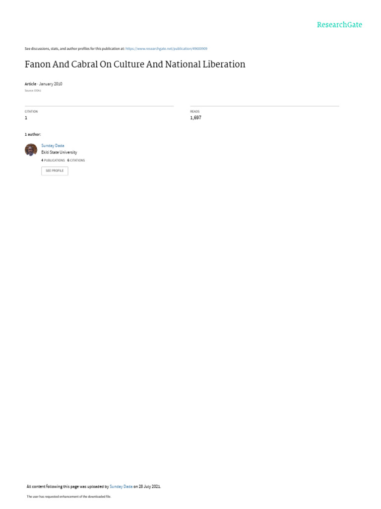 Fanon and Cabral: Culture in Liberation | PDF | Colonialism ...
