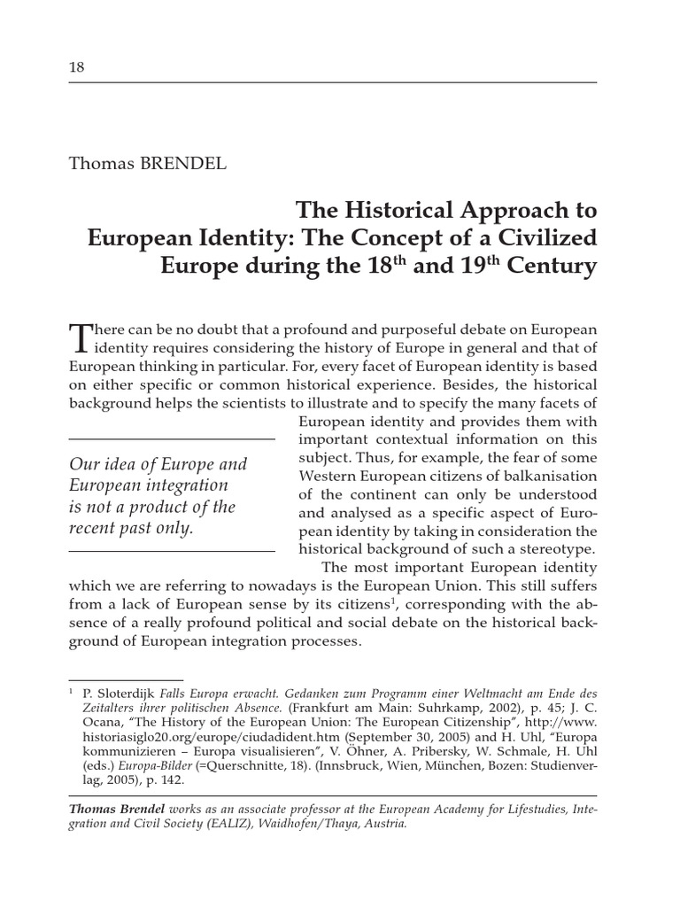 Unit 4 - The Historical Approach To European Identity - Thomas Brendel ...