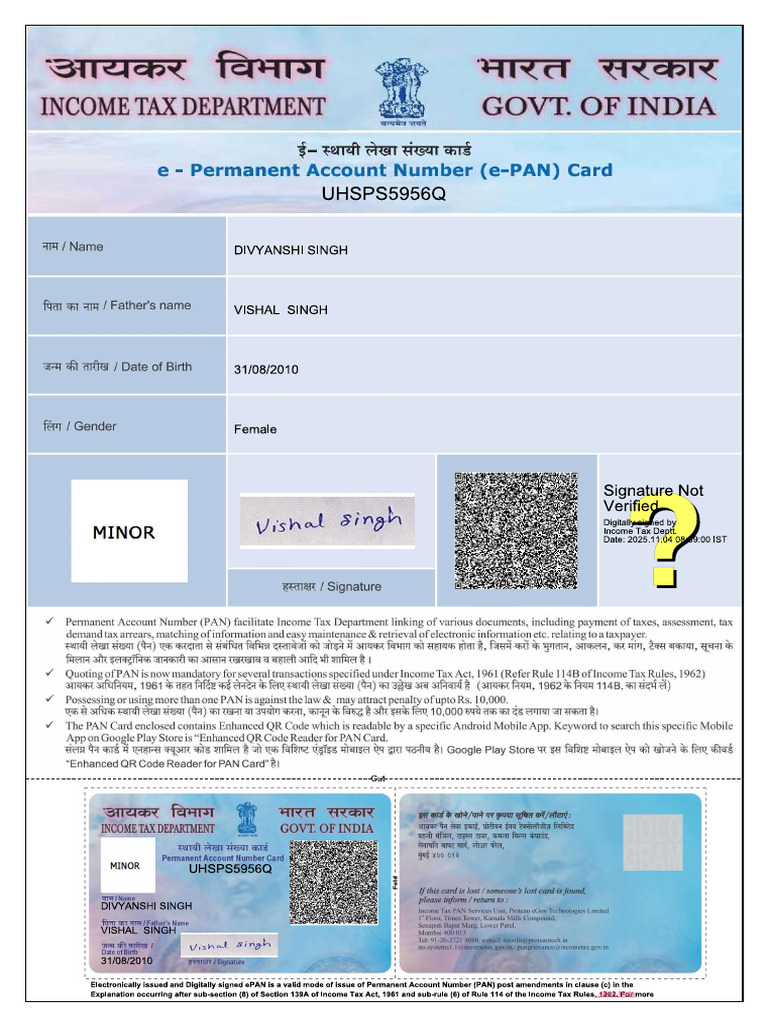 Pan Card Divayanshi | PDF