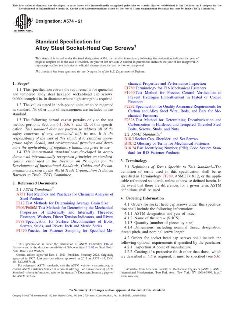 ASTM A 574 | PDF | Screw | Steel