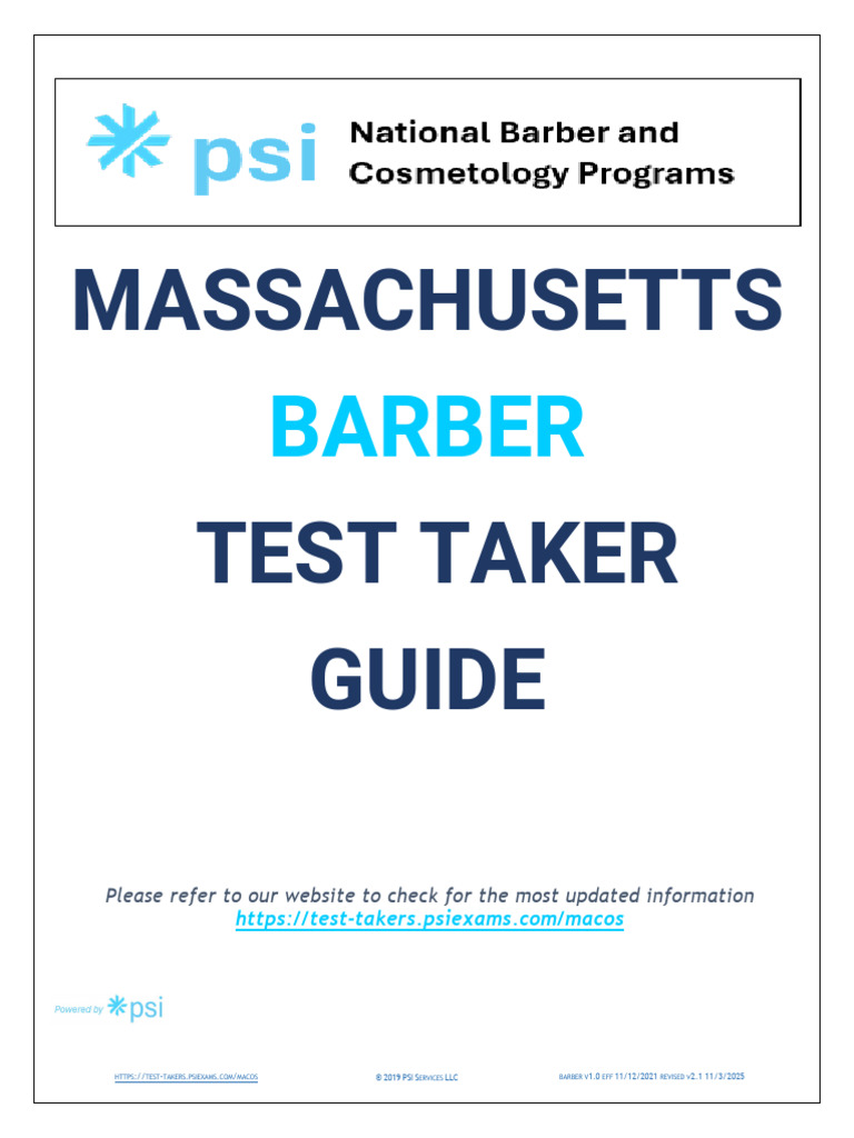 Massachusetts Barber Test Taker Guide | PDF | Identity Document | Shaving