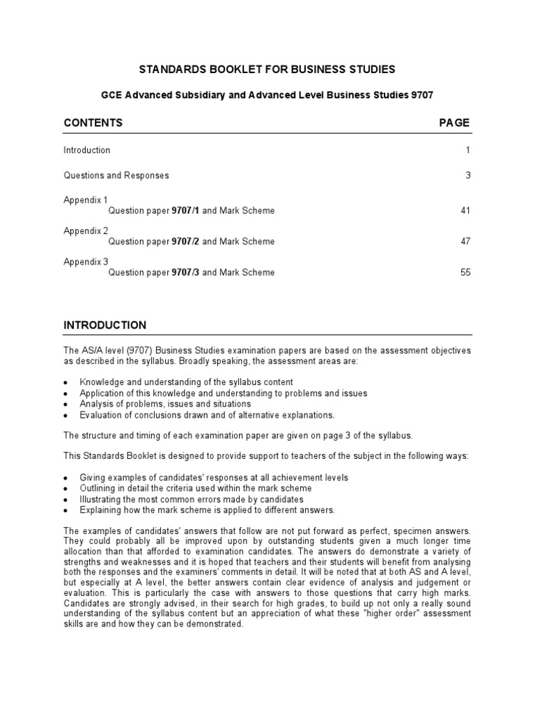 9707 Standards Booklet | PDF | Price Elasticity Of Demand | Demand