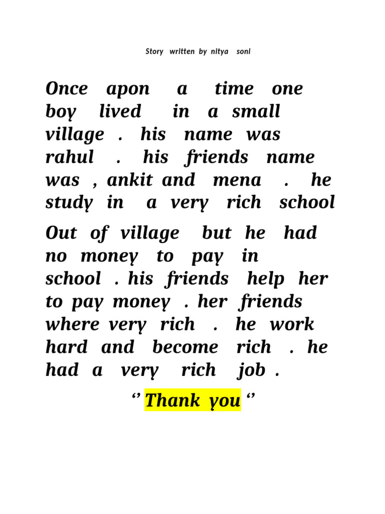 Story Written by Nitya Soni | PDF
