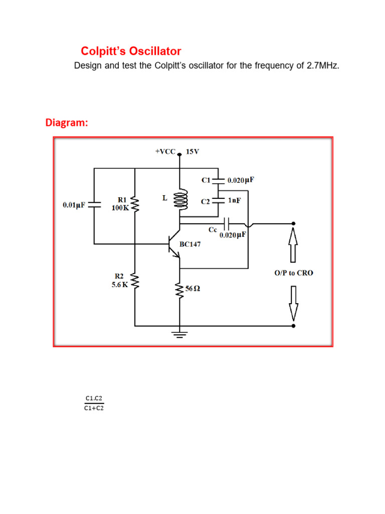 Colpitt's Oscillator Experiment Chart | PDF