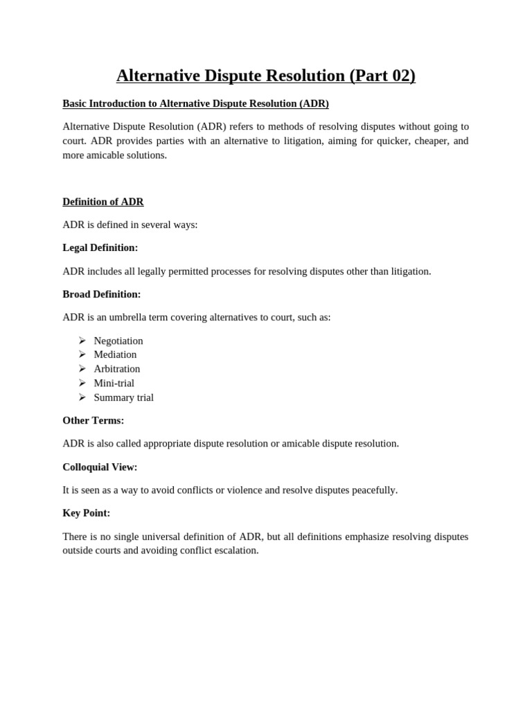 Alternative Dispute Resolution (Part 02) | PDF | Alternative Dispute Resolution | Mediation