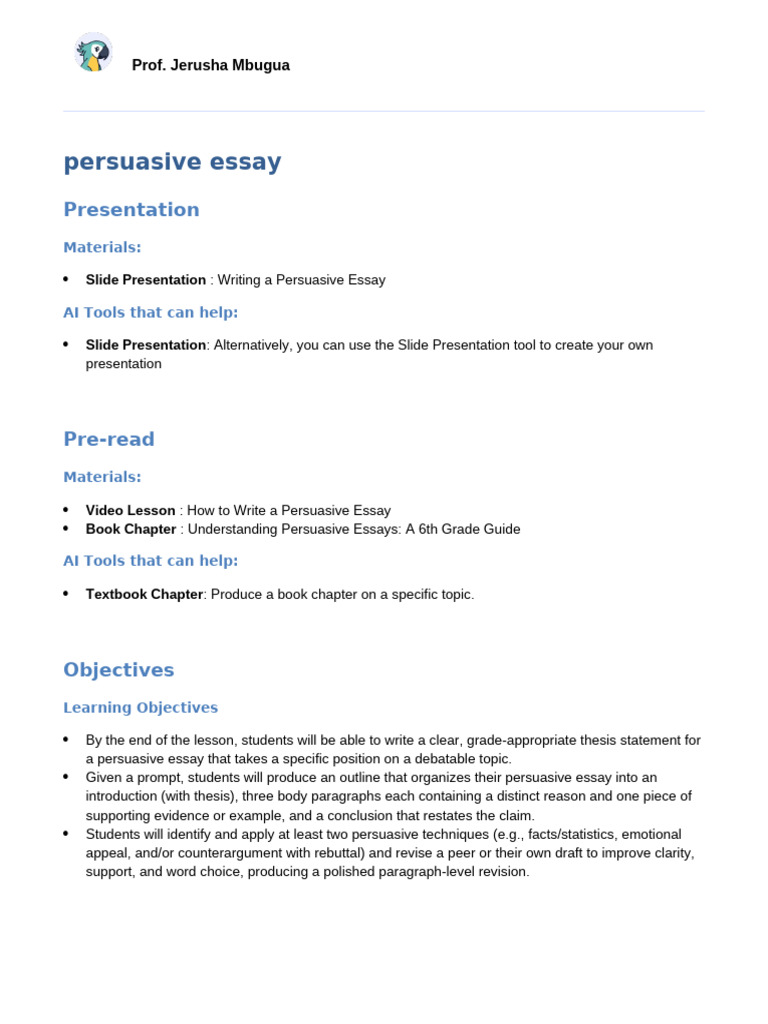 Persuasive Essay | PDF | Essays | Persuasion