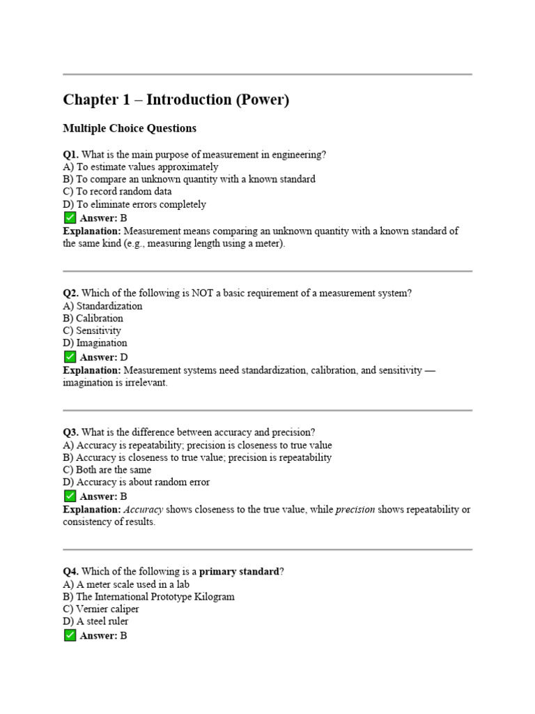 Engineering Measurements MCQ Revision | PDF | Observational Error | Accuracy And Precision