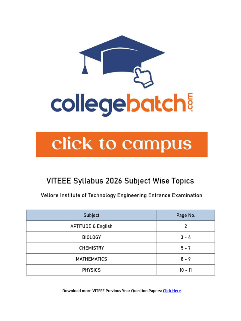 VITEEE 2026 Syllabus Overview | PDF | Electromagnetic Induction | Line ...