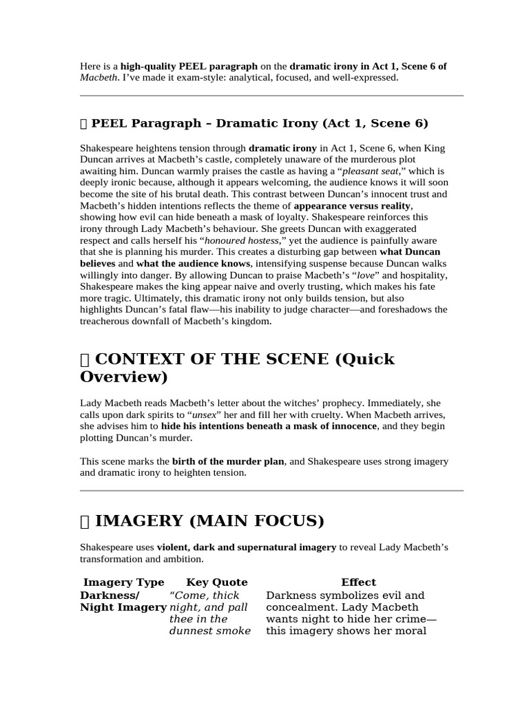 Macbeth Notes On Different Literary Techniques | PDF | Macbeth
