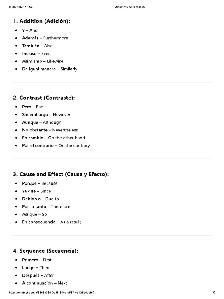 Linking Words in Spanish | PDF