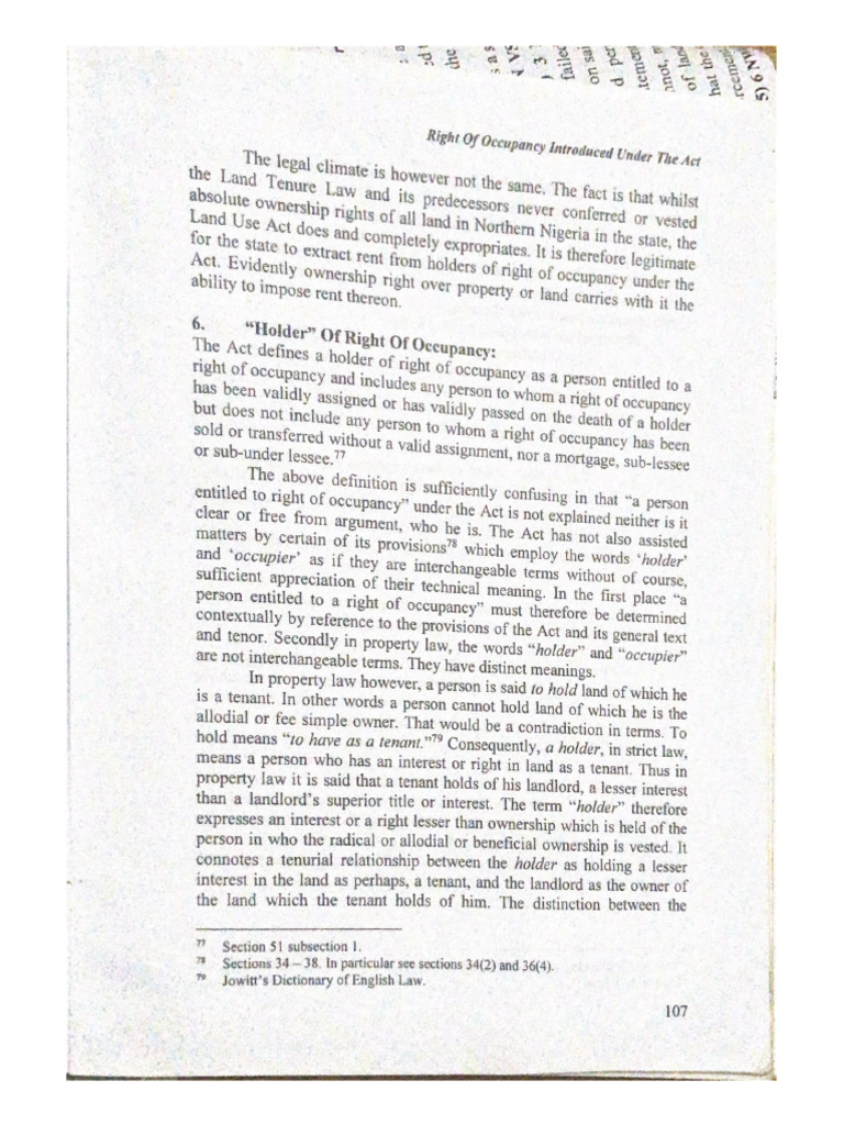Right of Occupancy Introduced Under the Act 2 | PDF