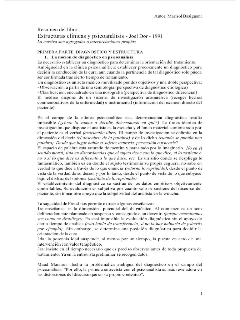 Joel Dor. Resumen Libro Completo | PDF