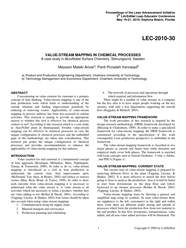 LEC-2010 Value-Stream Mapping The Chemical Processes | PDF | Lean ...