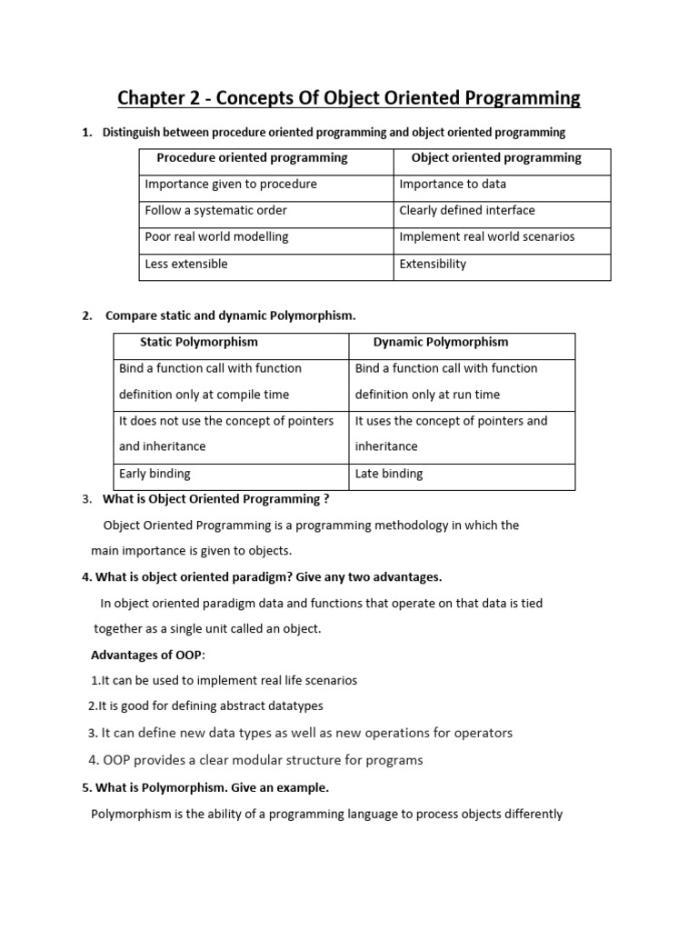Object Oriented Programming Concepts | PDF | Object Oriented ...