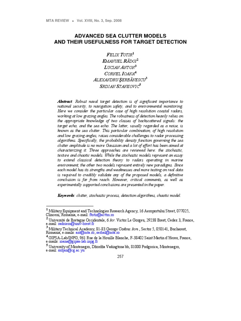 Advance Sea Clutter Models | PDF | Chaos Theory | Waves