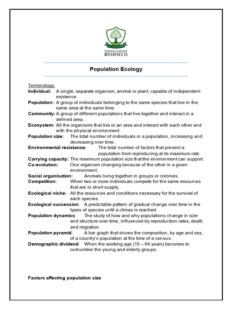 Population Ecology Notes | PDF | Food Web | Pack (Canine)