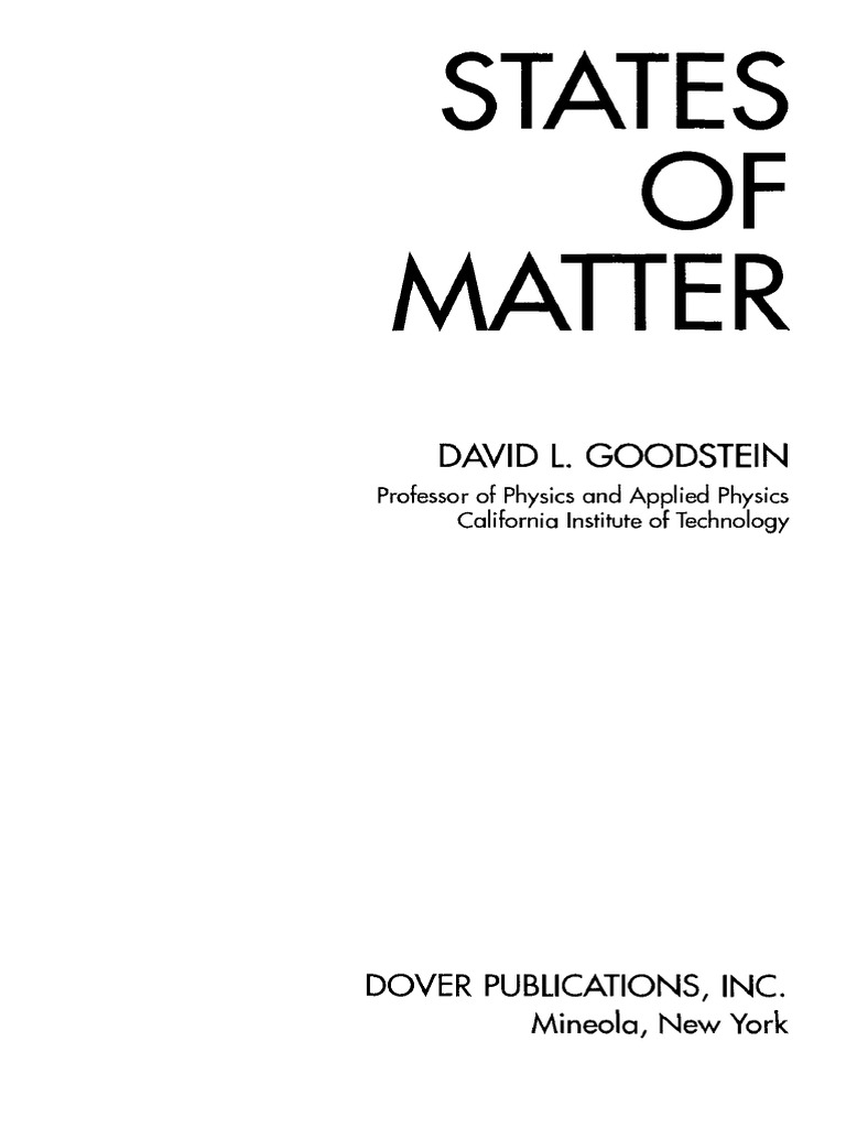 David Goodstein - States of Matter | PDF