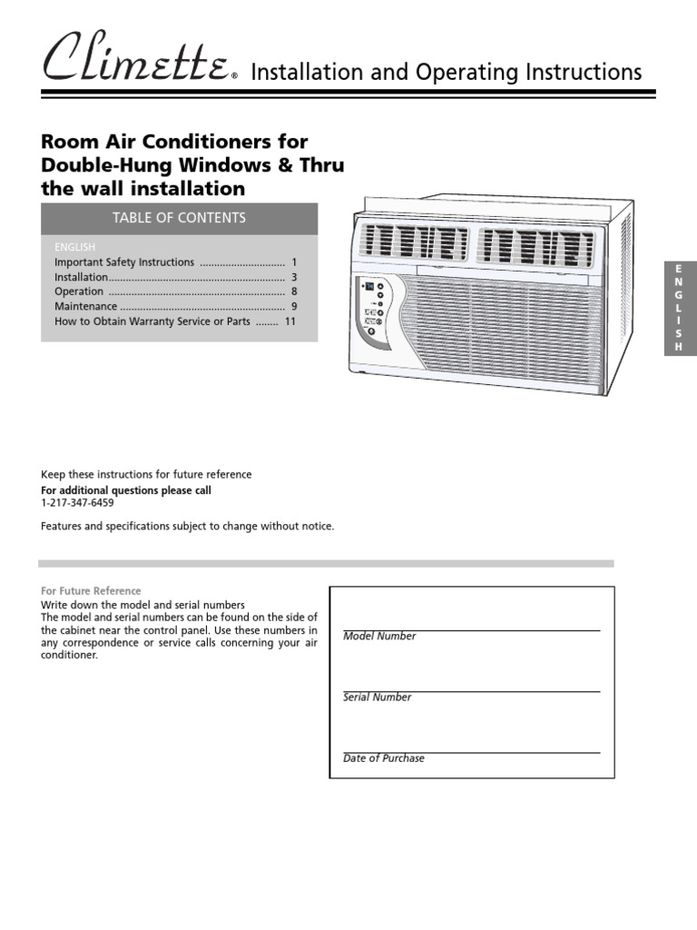 Room Air Conditioner Installation Guide | PDF | Thermostat | Window