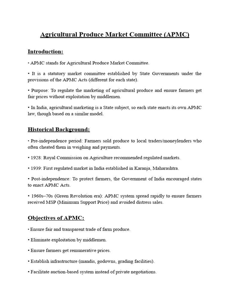 Agricultural Produce Market Committee (APMC) | PDF | Economies | Business