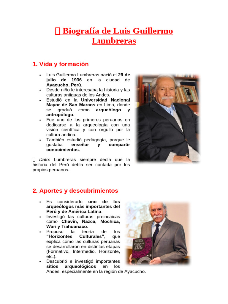 Biografía de Luis Guillermo Lumbreras | PDF | Perú | Educación en artes ...