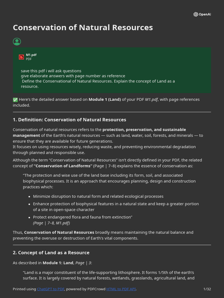 Conservation of Natural Resources | PDF | Soil | Agriculture