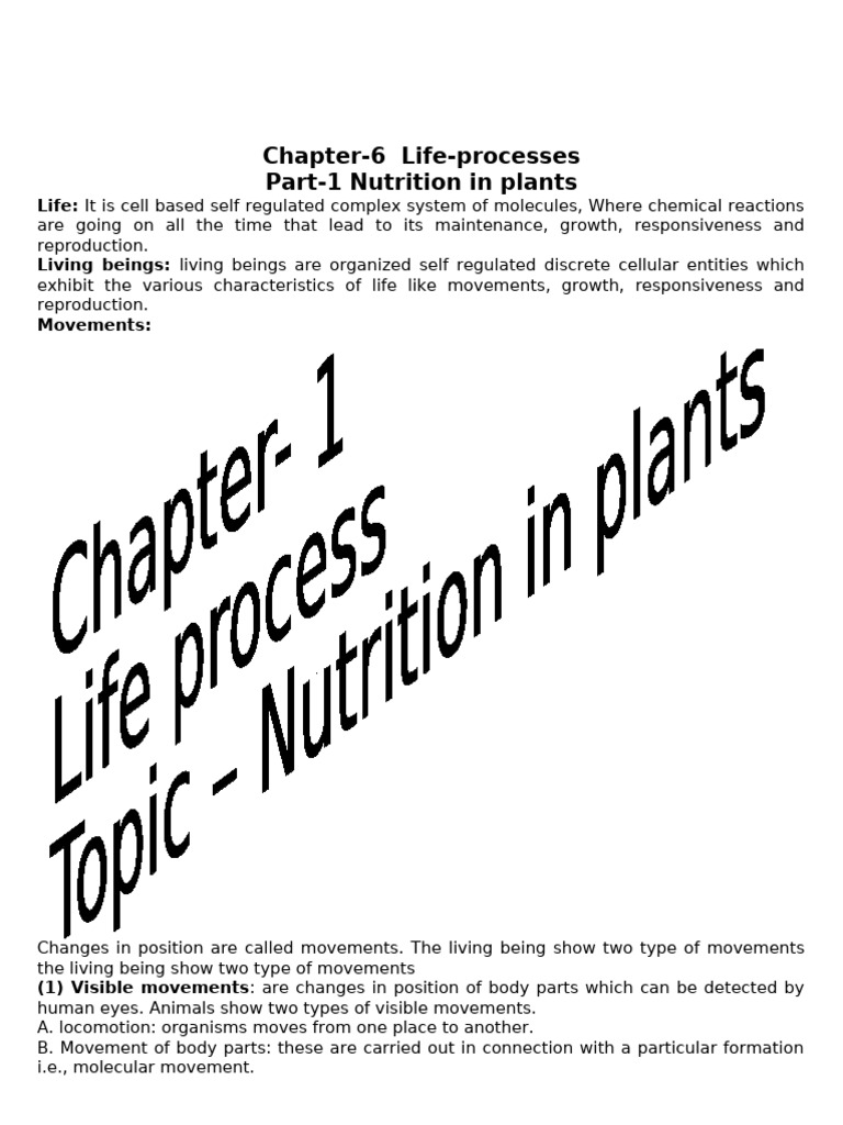 Chapter1 Life Process Part - 1 Nutritionin Plants | PDF | Nutrition ...
