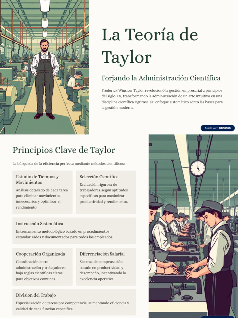 Teoría de Taylor: Revolución en Gestión | PDF | Economias | Business