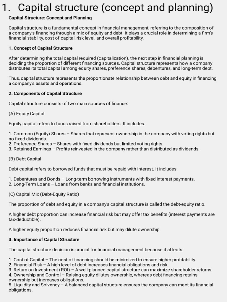 Capital Structure (Concept and Planning) | PDF