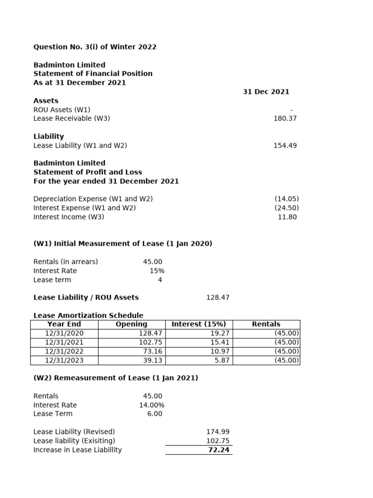 IFRS 16 - ICAP Past Paper Solutions | PDF | Depreciation | Income Statement