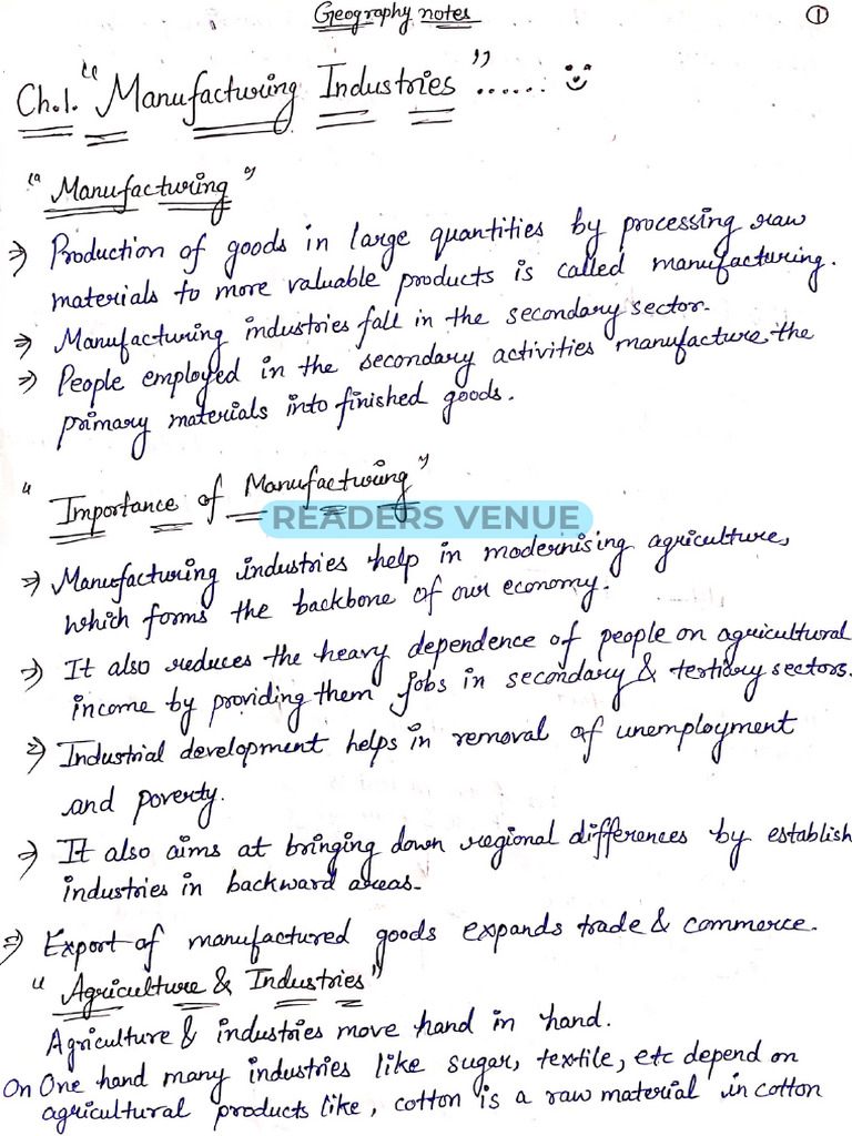 Manufacturing Industries Notes PDF READERS VENUE | PDF
