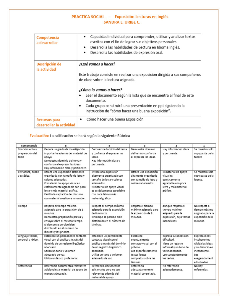 Actividad - EXPO Inglés | PDF | Lingüística | Comunicación humana