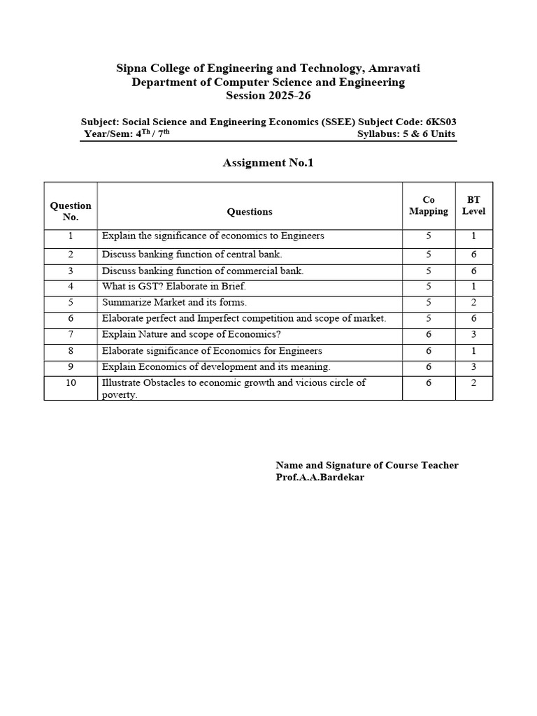 SSEE Assignment for Engineering Students | PDF