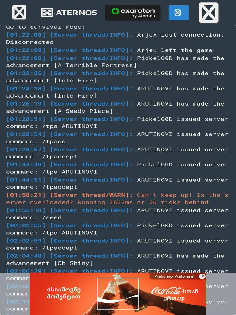 Log Aternos Free Minecraft Server | PDF