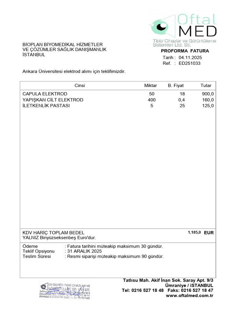 Oftalmed Proforma ED251033 | PDF