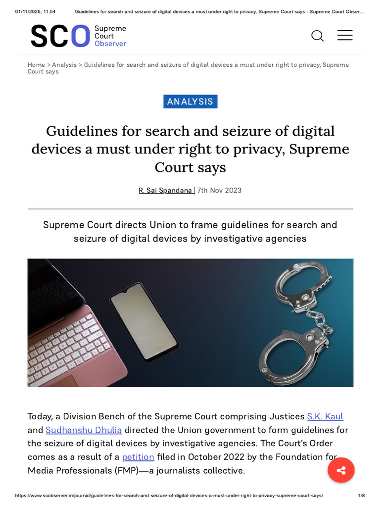 Supreme Court Mandates Digital Device Guidelines | PDF | Privacy ...