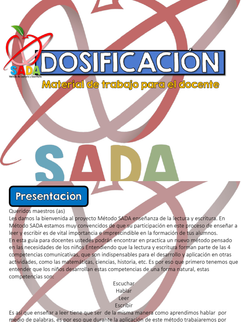 Manual y Dosificación Método SADA | PDF | Literatura | Enseñando