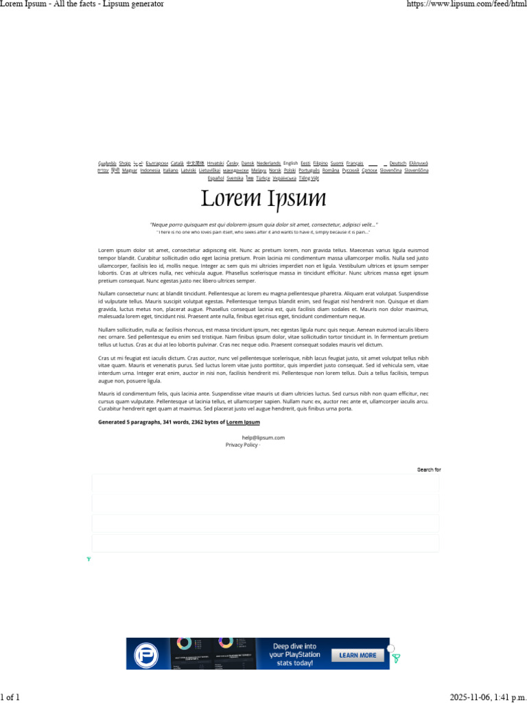 Lorem Ipsum - All The Facts - Lipsum Generator | PDF
