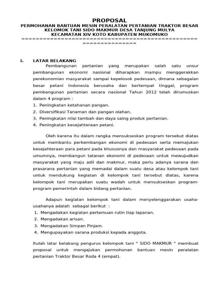 Proposal Traktor | PDF