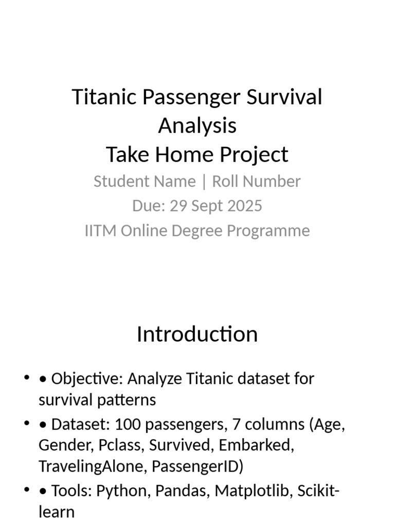 Titanic Project Presentation With Graphs | PDF
