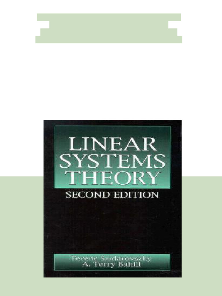 (Ebook) Linear Systems Theory, Second Edition by Ferenc Szidarovszky; A ...