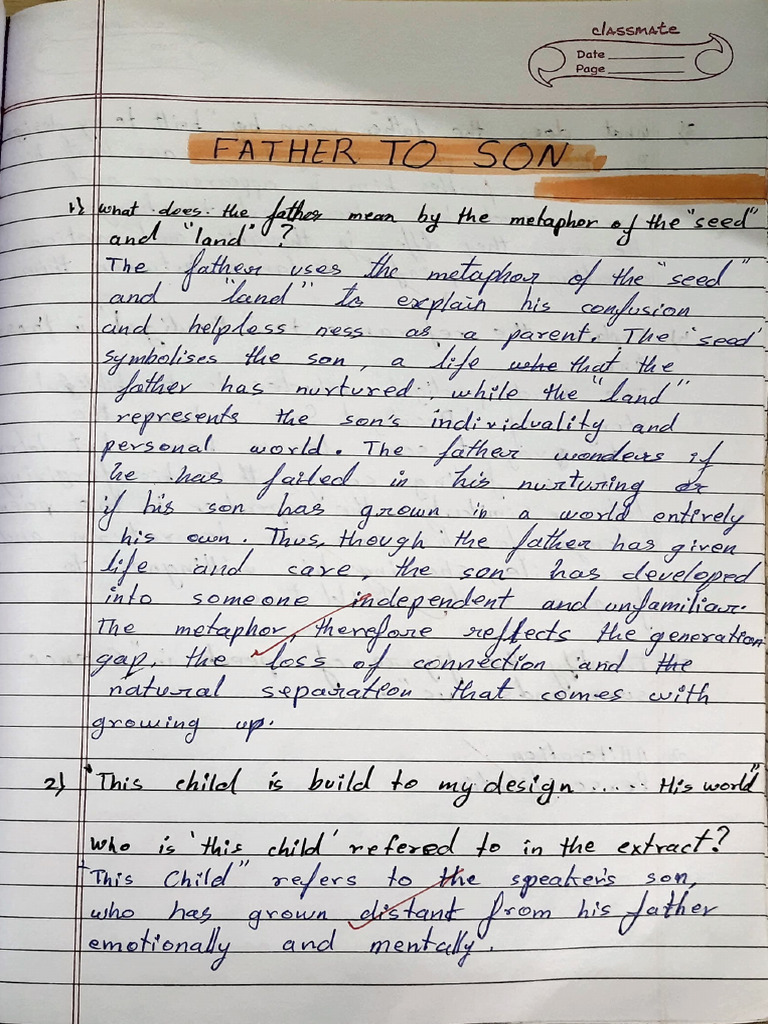 Birth - Father To Son - Class Notes | PDF